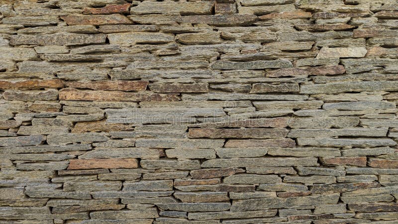 Rough Stone Wall Built from Wide, Flat Rocks Stock Photo - Image of ...