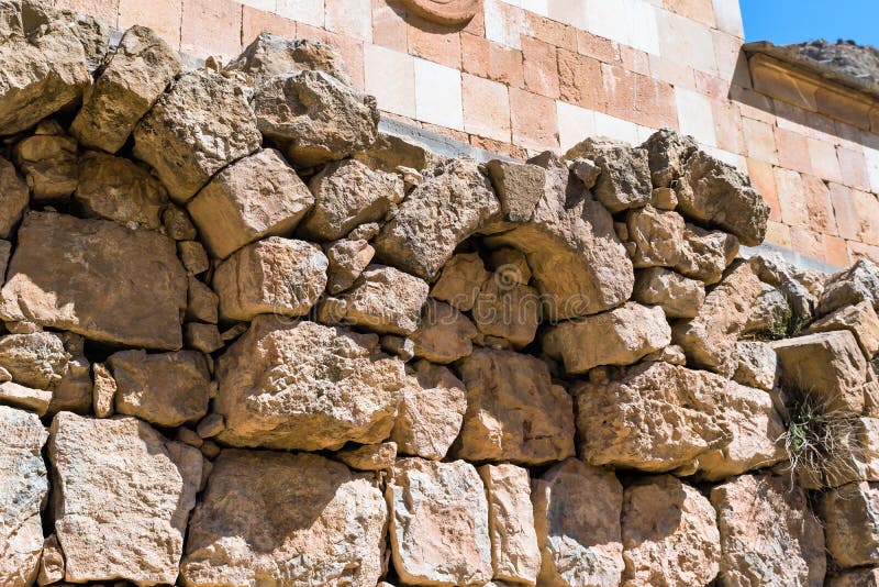 Stonework of an Old Monastery Wall in Armenia. Stock Photo - Image of ...
