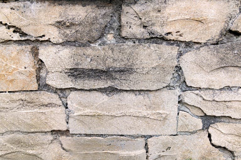 Rough Stone Wall Texture with Irregular Blocks. Close-up View of a ...