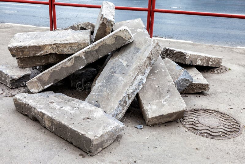 Rough Stones Blocks on the Street Stock Photo - Image of grunge, cement ...