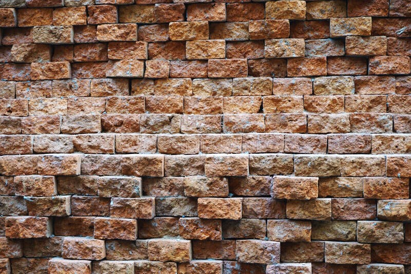 Rough Surface Brick Wall with Random Pattern of Protruding Bricks Stock ...