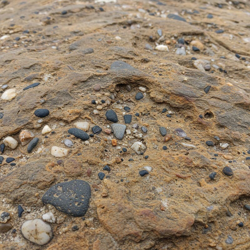 Rough Surface of Sedimentary Rock, Featuring an Array of Small, Rounded ...