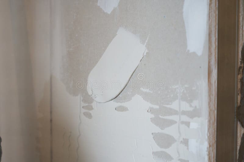 The Rough Texture of the White Plaster. a Patch of Putty Stock Image ...