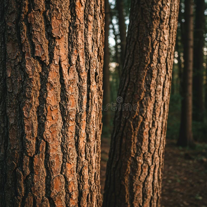 Rough, Textured Bark of Pine Trees (Pinus Spp.) in a Forest Setting ...