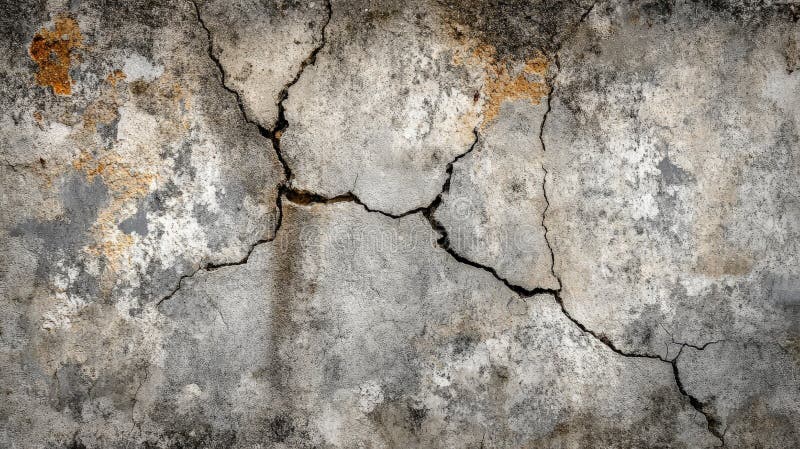 A Rough, Textured Concrete Wall with Deep Cracks Running through it ...