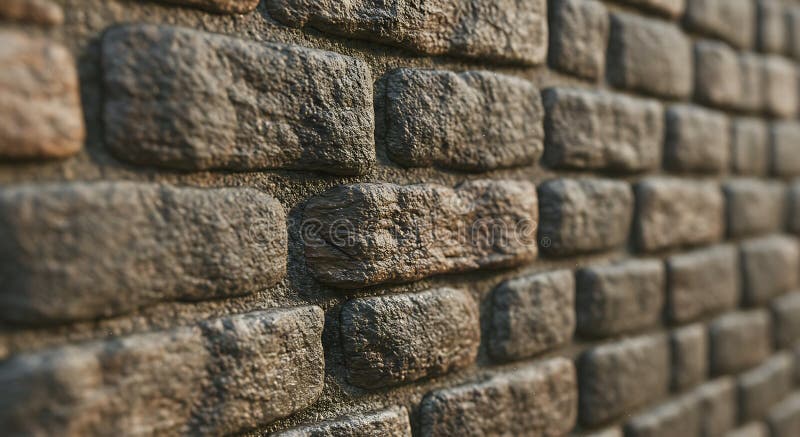 Rough, Textured Stone Wall Featuring Rectangular Bricks in Varying ...
