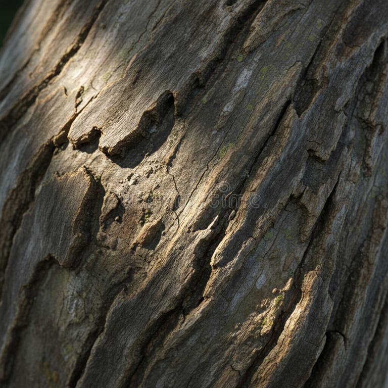 Rough Tree Bark with Deep Cracks and Rugged Textures, Displaying a ...