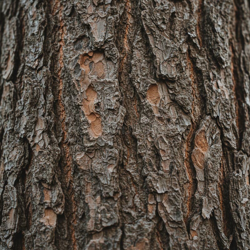 Rough Tree Bark with Deep Grooves and Jagged Edges Covers the Surface ...