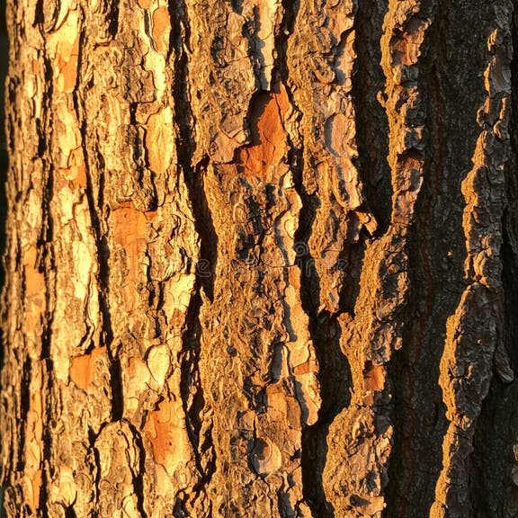 Rough Tree Bark with a Textured Surface Marked by Deep Grooves and ...