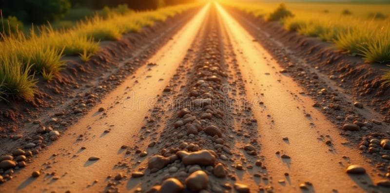 Rough Uneven Dirt Road Surface Tire Tracks Visible High Resolution Dust ...