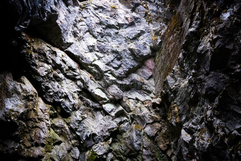 The Rough, Uneven Walls of the Cave Made of Marble-limestone Close into ...