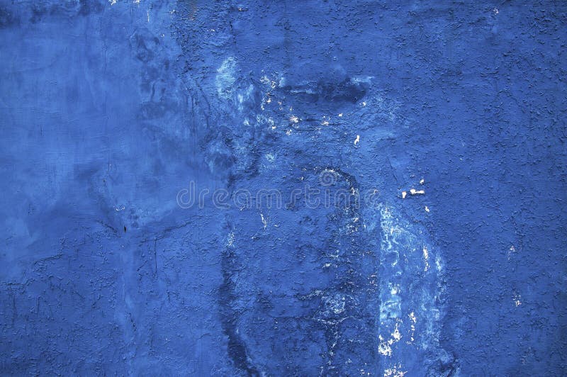 A Dark Blue Wall with Plaster, Stains and Various Reliefs. Stock Photo ...