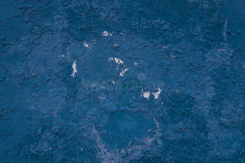A Dark Blue Wall with Plaster, Stains and Various Reliefs. Stock Image ...