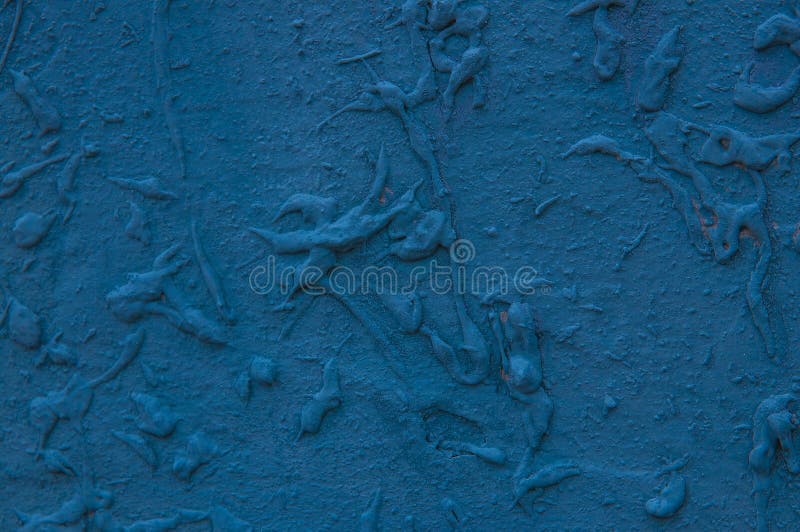 A Dark Blue Wall with Plaster, Stains and Various Reliefs. Stock Photo ...
