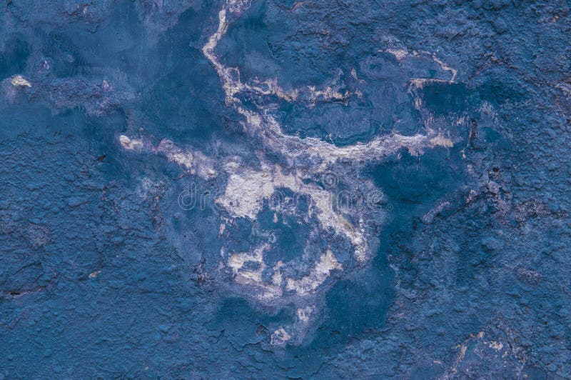 A Dark Blue Wall with Plaster, Stains and Various Reliefs. Stock Photo ...