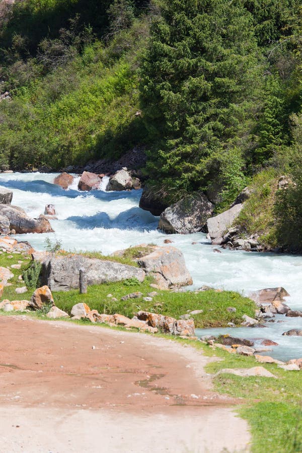 Rough Water in a Mountain River Stock Photo - Image of coast, rock ...