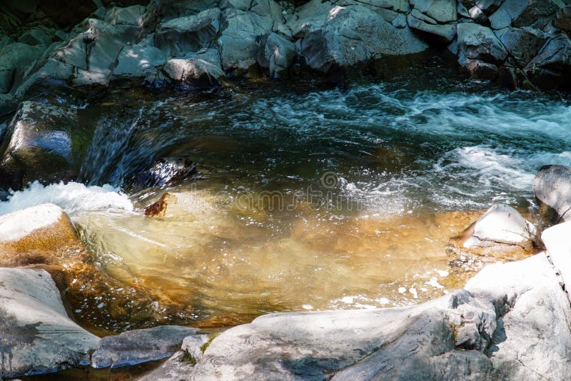 Rough Water in the Mountains, Water Flows Over the Rocks, Forest ...