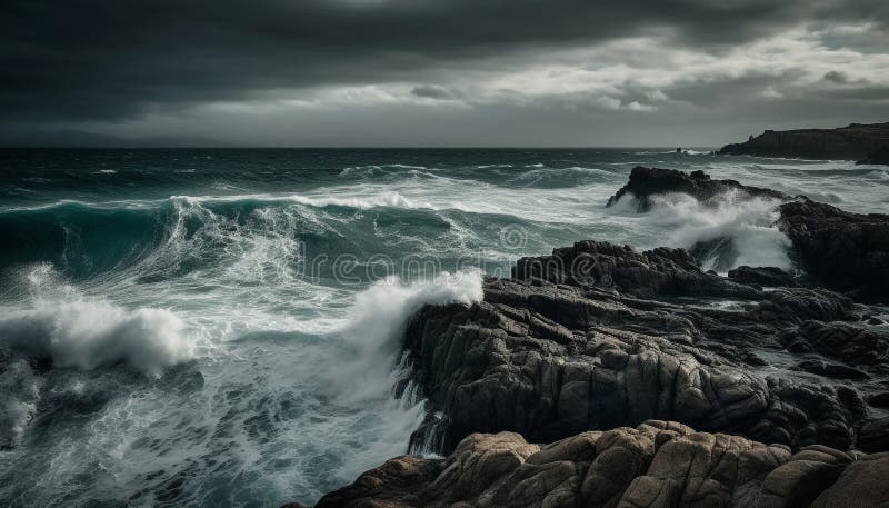 Rough Waters Crash Against Dramatic Cliff, Creating Stunning Seascape ...