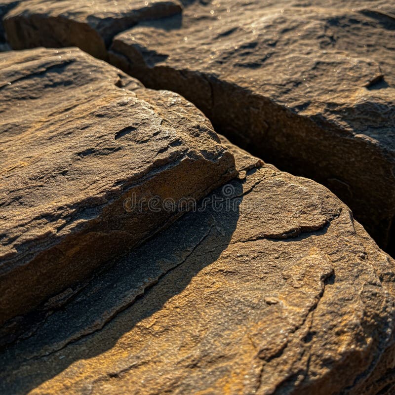 Rough, Weathered Stone Slabs with Visible Stratification Form a Rugged ...