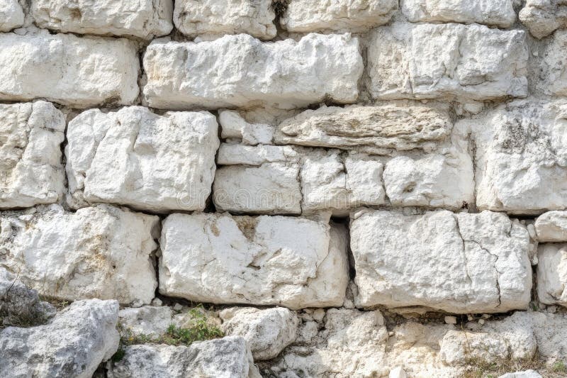 Rough White Limestone Wall Texture with Natural Shadows. Artificial ...