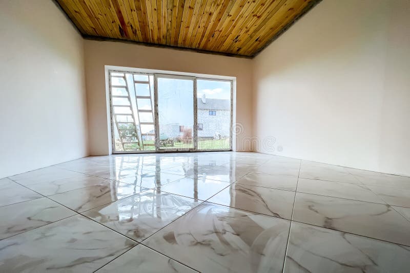 Rough Wooden Ceiling in a New House. Stock Photo - Image of work ...
