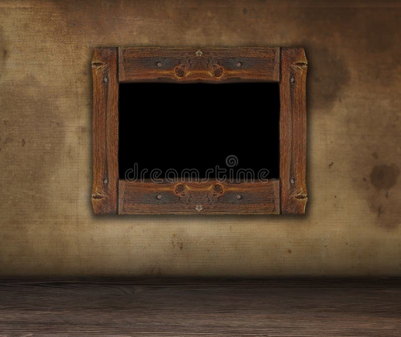 Rough Wooden Frame for Painting Grunge. Dirty Wall with Frame Stock ...