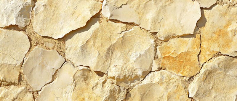 Rough Yellow Stone Wall Displays Unique Texture and Patterns Formed by ...