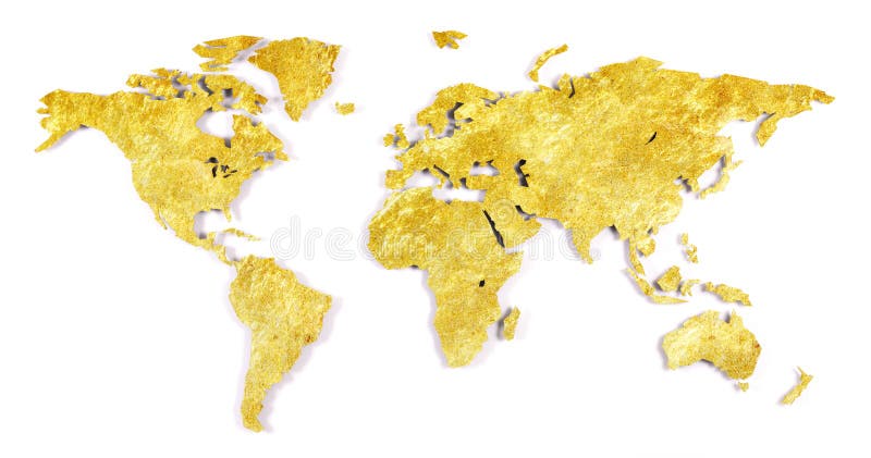 Roughly Outlined World Map - Shiny Gold Stock Image - Image of concept ...