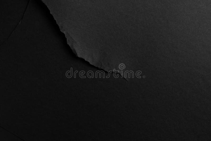 Roughly Torn Tear of Black Paper Sheet with Grainy Textures. Monochrome ...