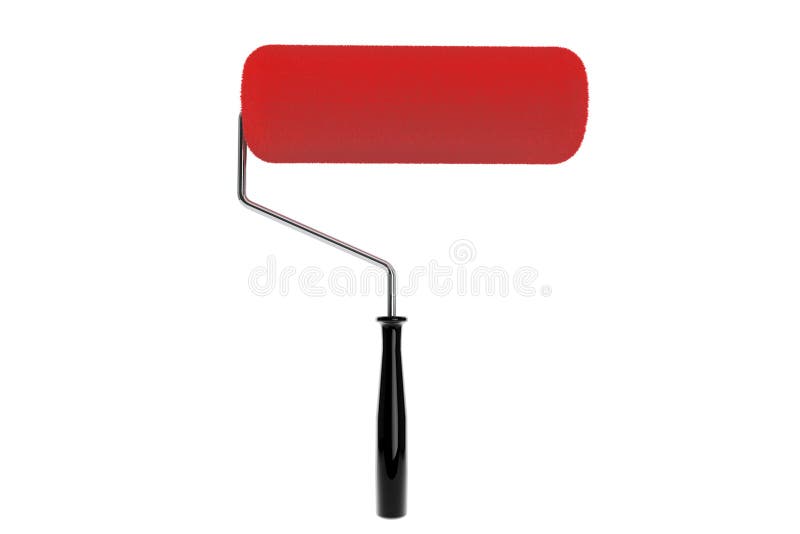 Rouleau De Peinture Rouge D'isolement Photo stock - Image du chrome ...