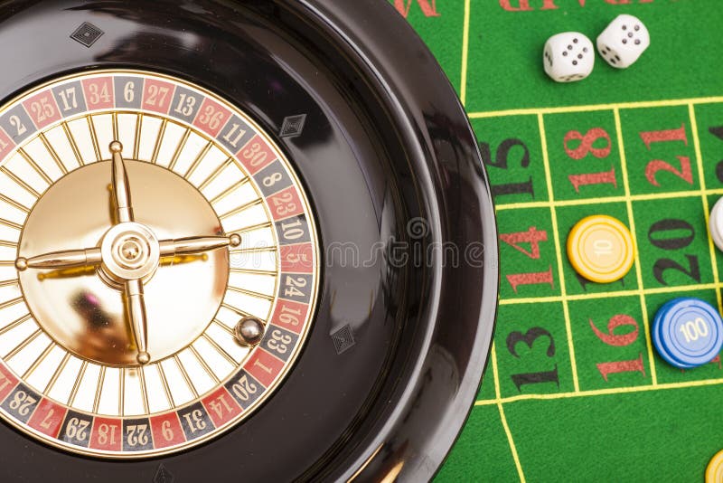 Roulette in Casino ,chips and Dices Stacking Stock Photo - Image of ...