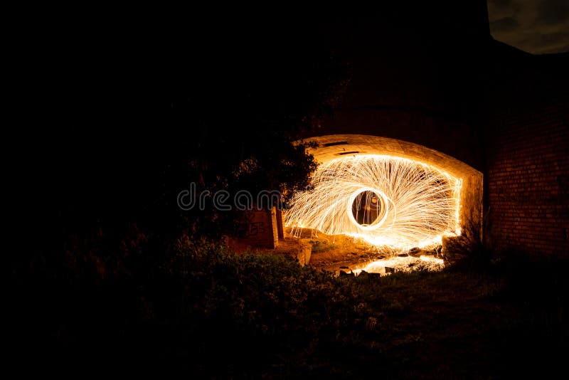 Roulette fire at night stock image. Image of fire, wool - 131021133