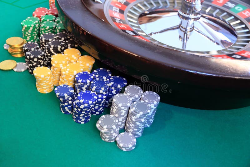 Stack of Chips on Roulette Table Stock Image - Image of tokens, table ...