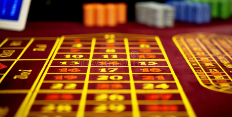 Roulette Table with Colorful Chips.Game As a Sport Stock Image - Image ...