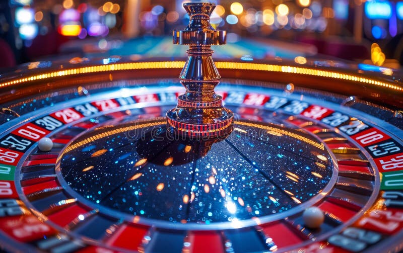 Roulette Wheel in Motion and Bright and Colorful Background. Casino ...