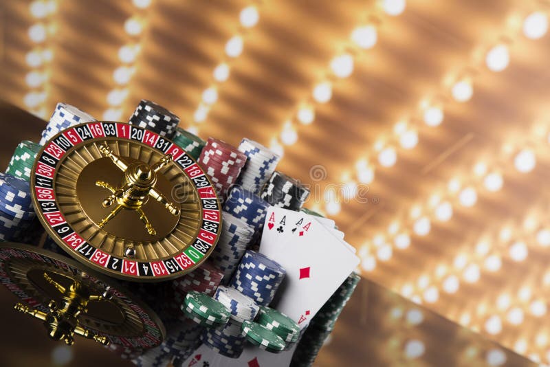 Roulette Wheel Running in a Casino, Poker Chips Stock Image - Image of ...