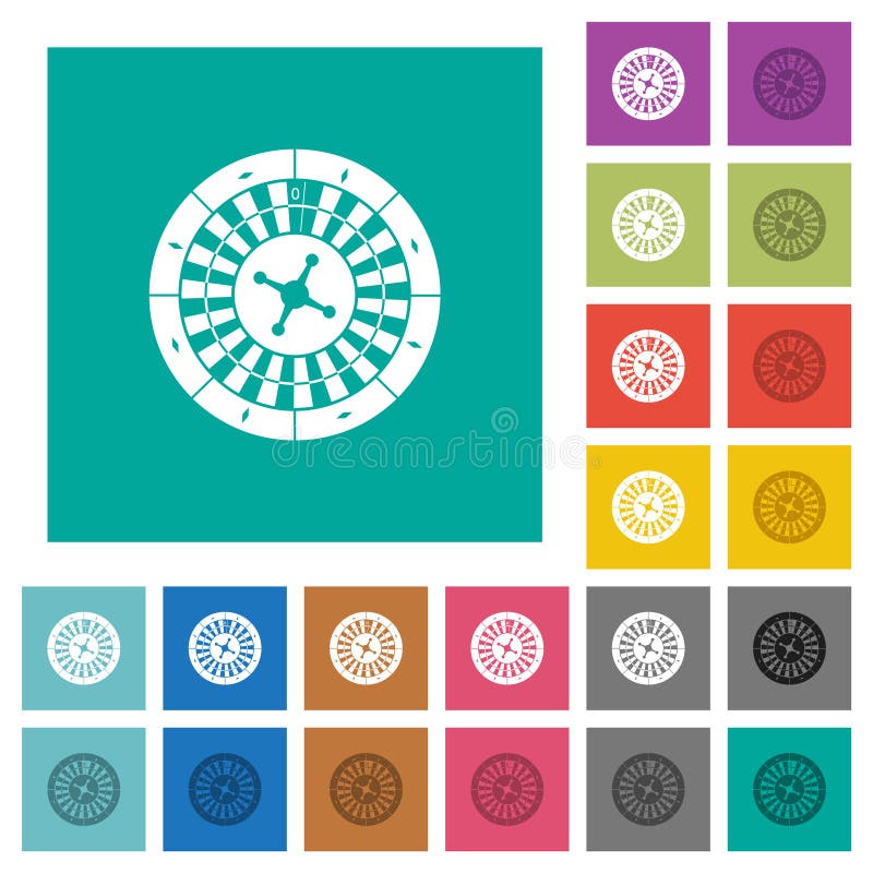 Roulette Wheel Square Flat Multi Colored Icons Stock Vector ...
