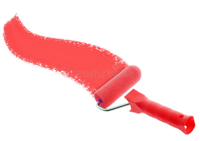 Roulis Rouge De Peinture De Balai Image stock - Image du propre ...