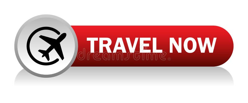 Travel now web icon button stock illustration. Illustration of ...