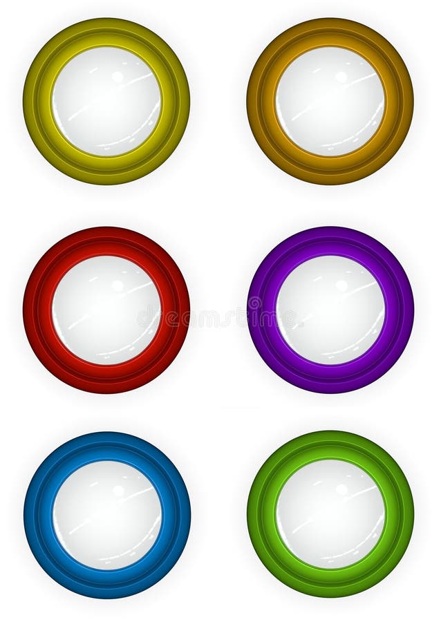 Round 3d Techno Reflective Colored Button Icons Stock Illustration ...