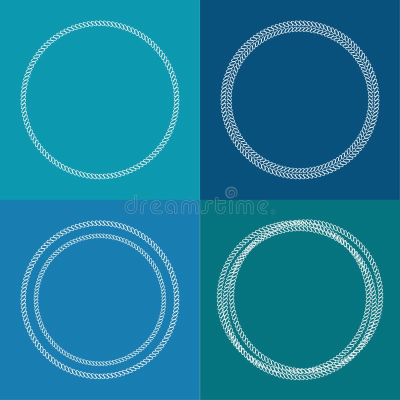Round Abstract Chain Frame Set Outline Effect Blue Background Flat ...