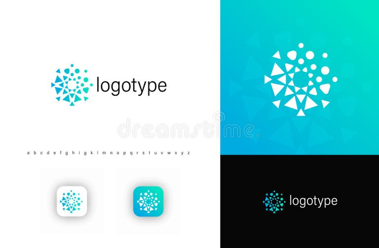 Round Abstract Fragmented Triangular Logo, Symbolizing Technology ...