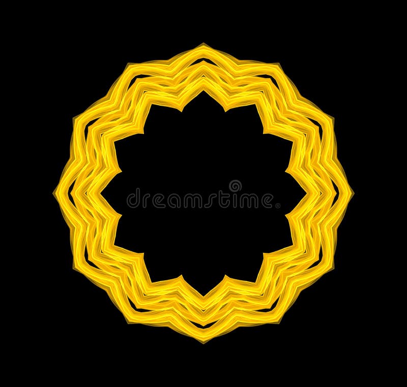 Shiny Yellow Circle Pattern Isolated on Black Background Stock ...