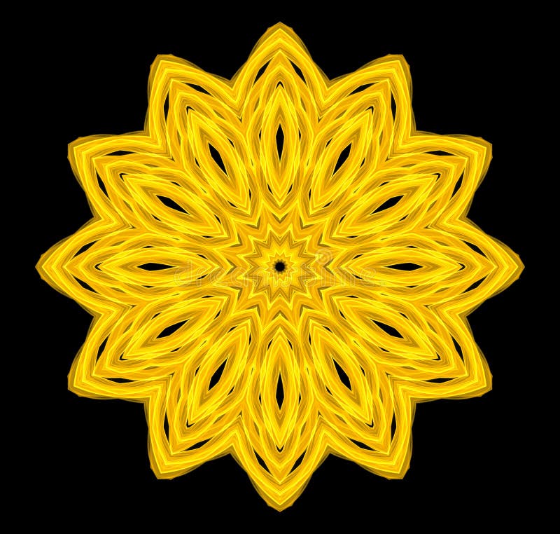 Shiny Yellow Circle Pattern Isolated on Black Background Stock ...