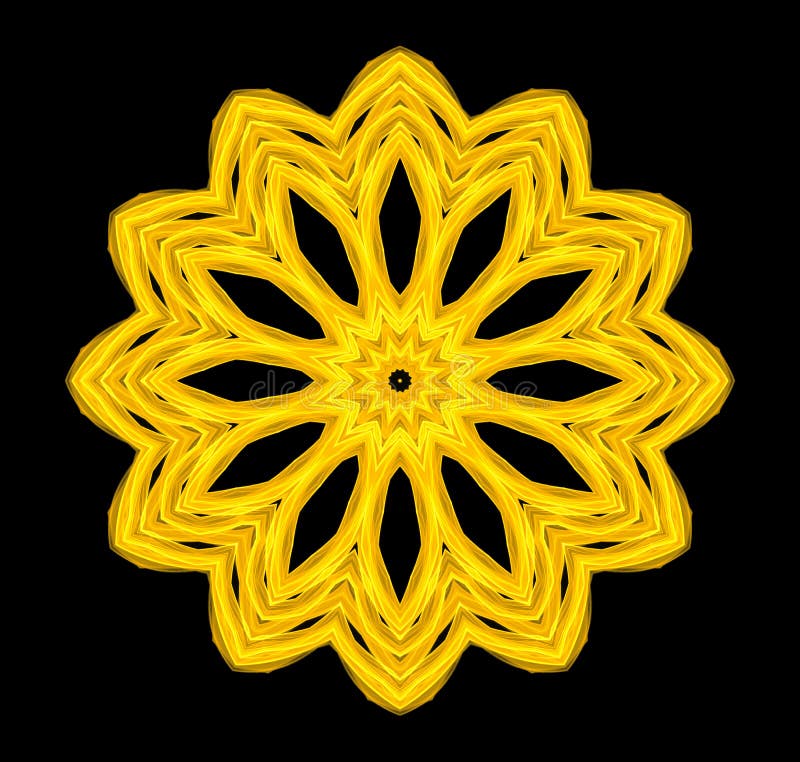 Shiny Yellow Circle Pattern Isolated on Black Background Stock ...