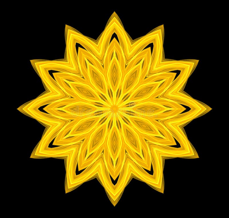 Shiny Yellow Circle Pattern Isolated on Black Background Stock ...