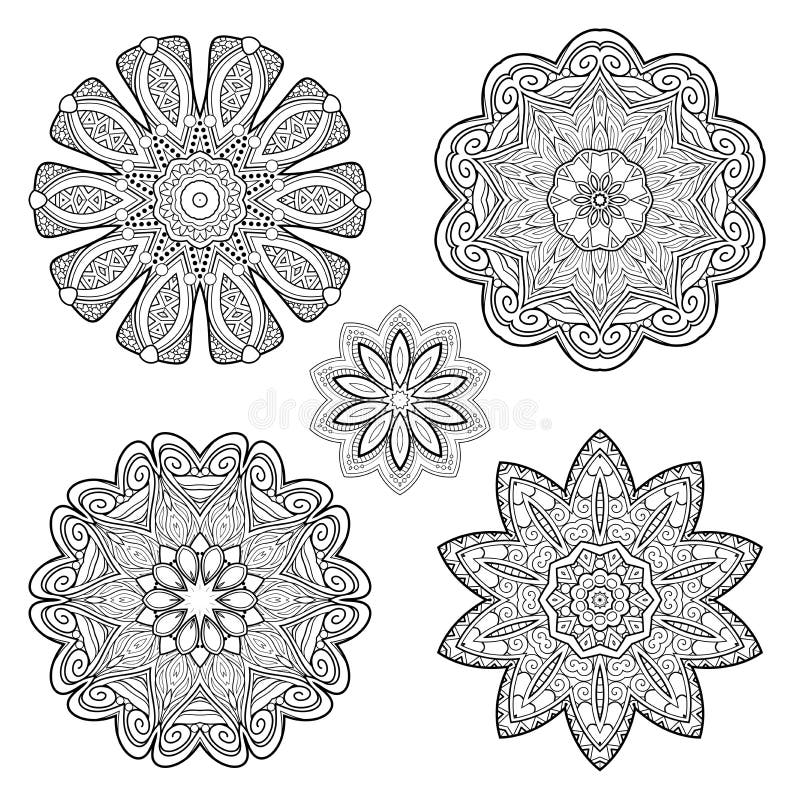 Vector Monochrome Set of Mandalas. Decorative Element Stock Vector ...