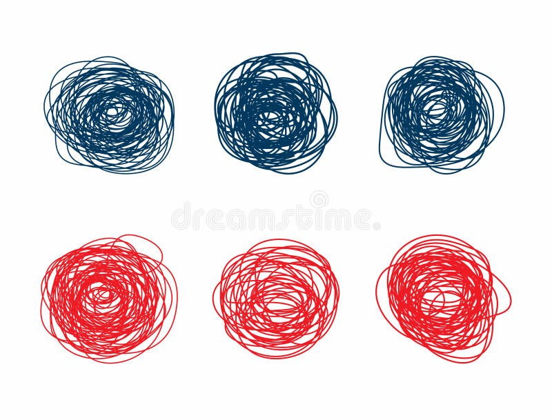 Round Abstract Scribbles. Set of Isolated Elements Drawn by Hand ...