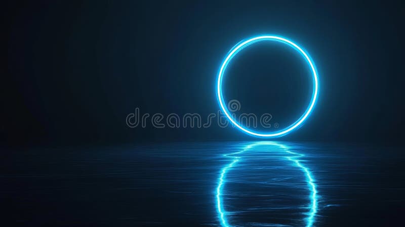 Round Abstract Tunnel, Blue Neon. Round Neon Circle Light Arch, in the ...
