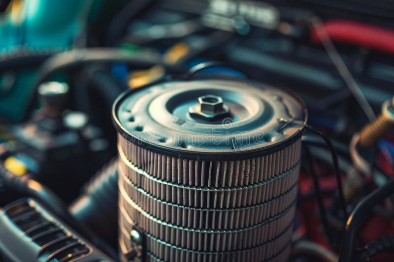 Round Air Filter Being Inserted in Car Engine Compartment Stock ...